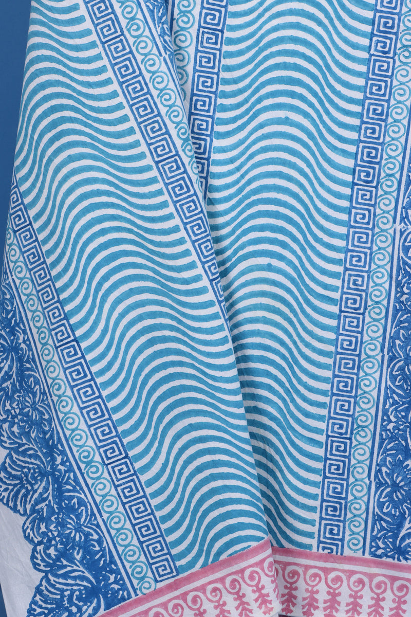 20s Cotton KING SIZE Bed Cover In Graphic Block Print 20s Cotton KING SIZE Bed Cover In Graphic Block Print