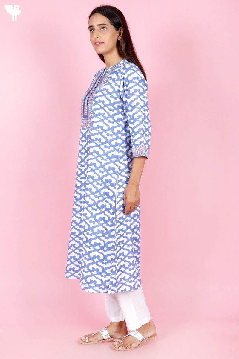 Bizzy Lizzy Kurta In Graphic Block Print
