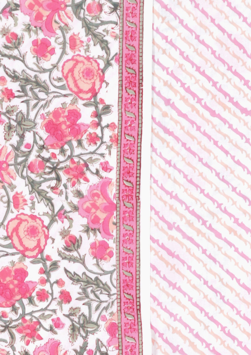 Bizzy Lizzy Dress Material With Chiffon Dupatta In Floral Block Print