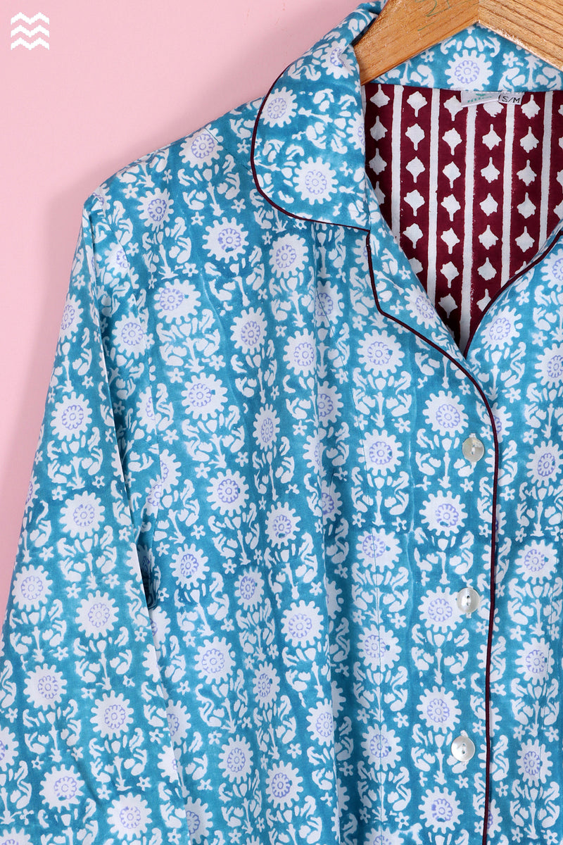 Bizzy Lizzy Long Pajama Set In Floral Block Print