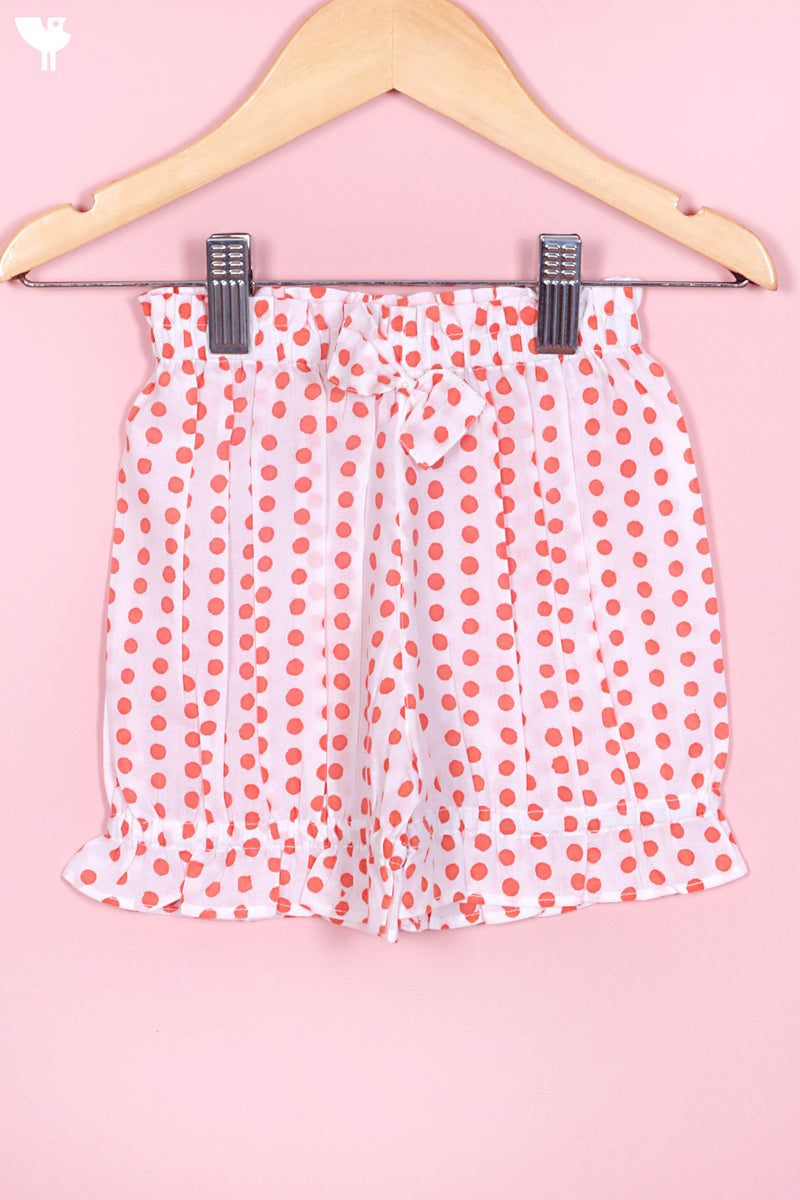 Cotton Frock & Shorts Set In Block Print